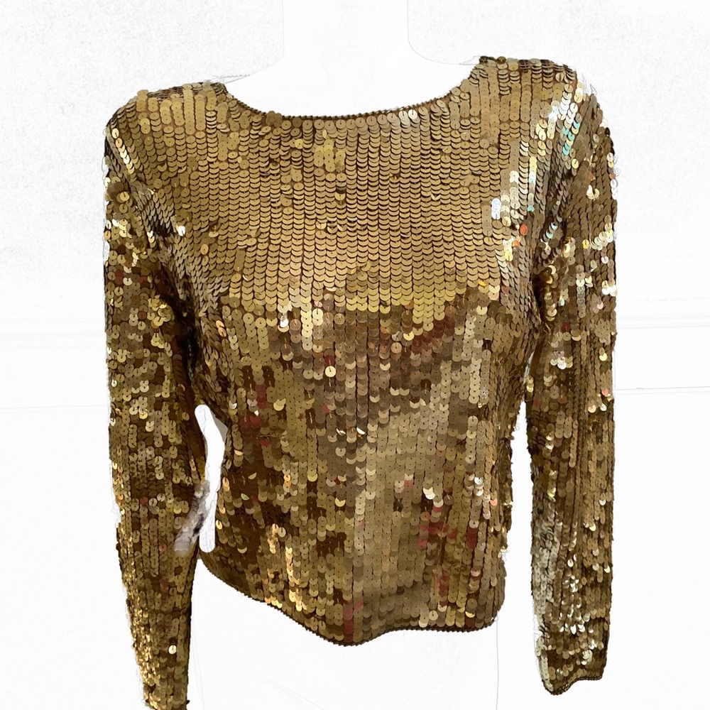 Vintage Cathy Hardwick Gold Sequin Top - Gem